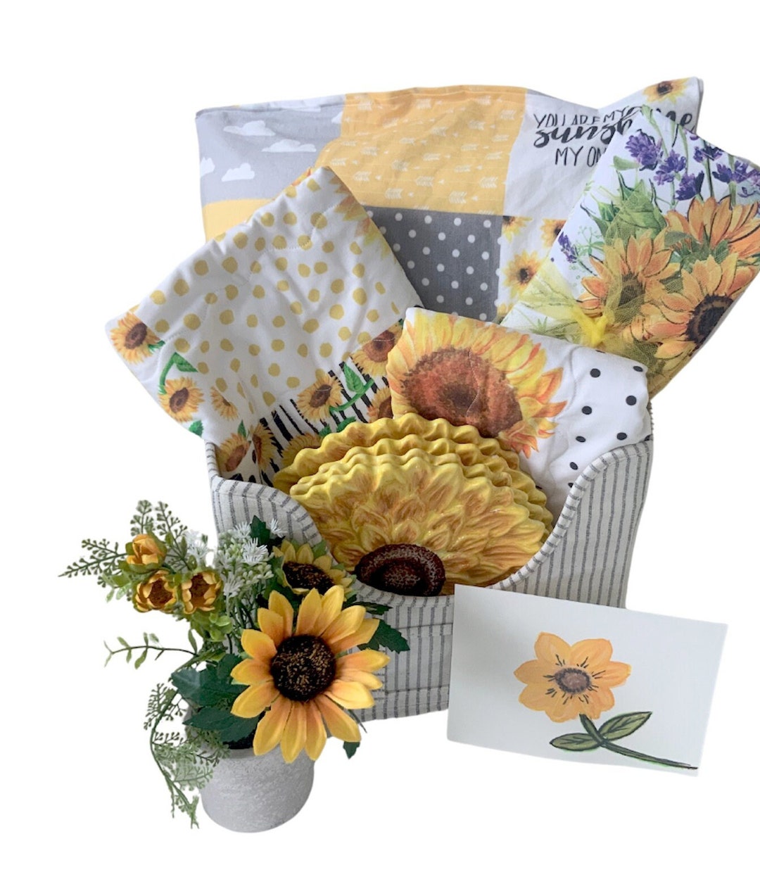 Sunflower Gift Basket, Friend Gift, Summer Gift Basket, Bridal Shower ...