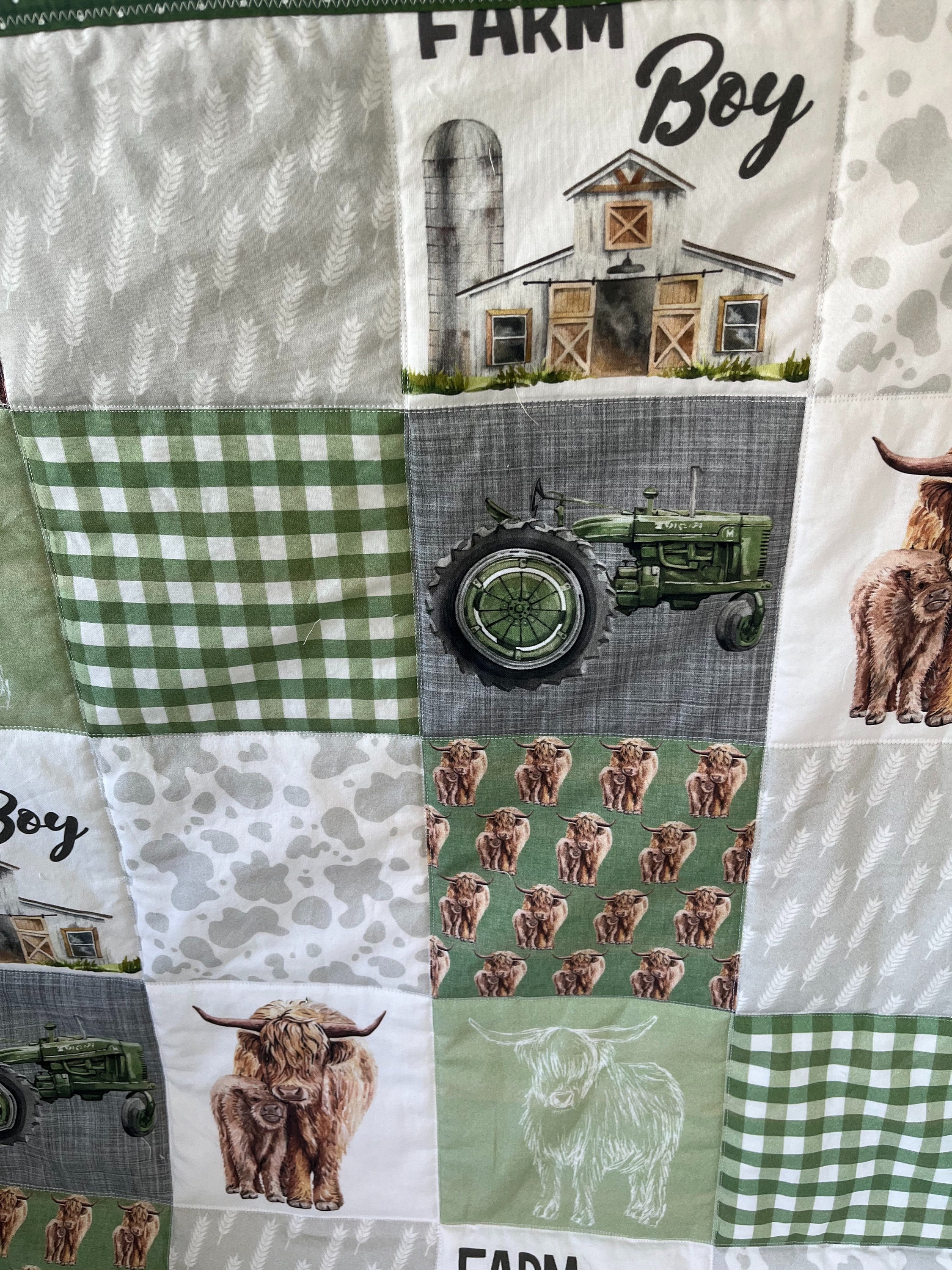 Farm Baby Quilt, Farm Quilt, Farm Toddler Quilt, Farmer Boy Quilt, Baby ...