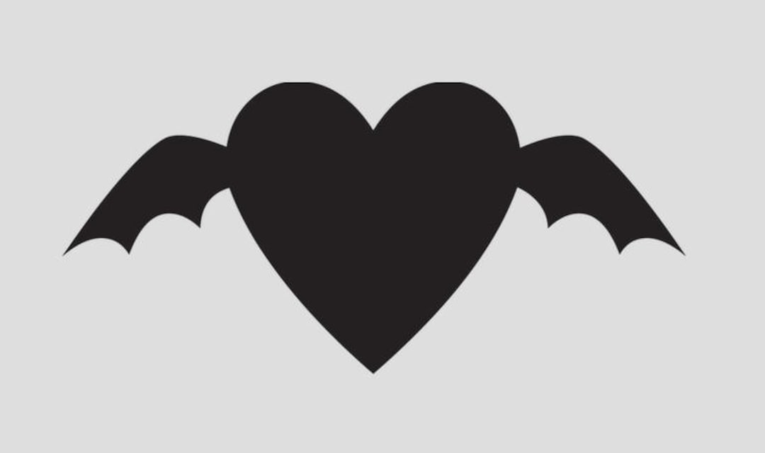 Bat Heart W/ Wing File Instant Download Eps, Svg, Psd, Ai, Pdf, Vector ...