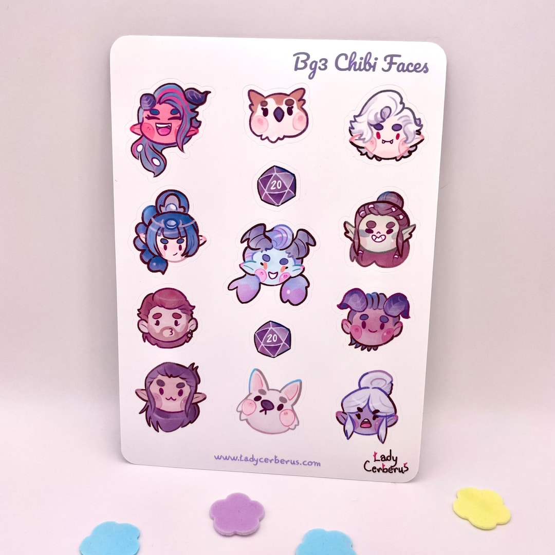 Bg3 Chibi Faces Sticker Sheet - Etsy
