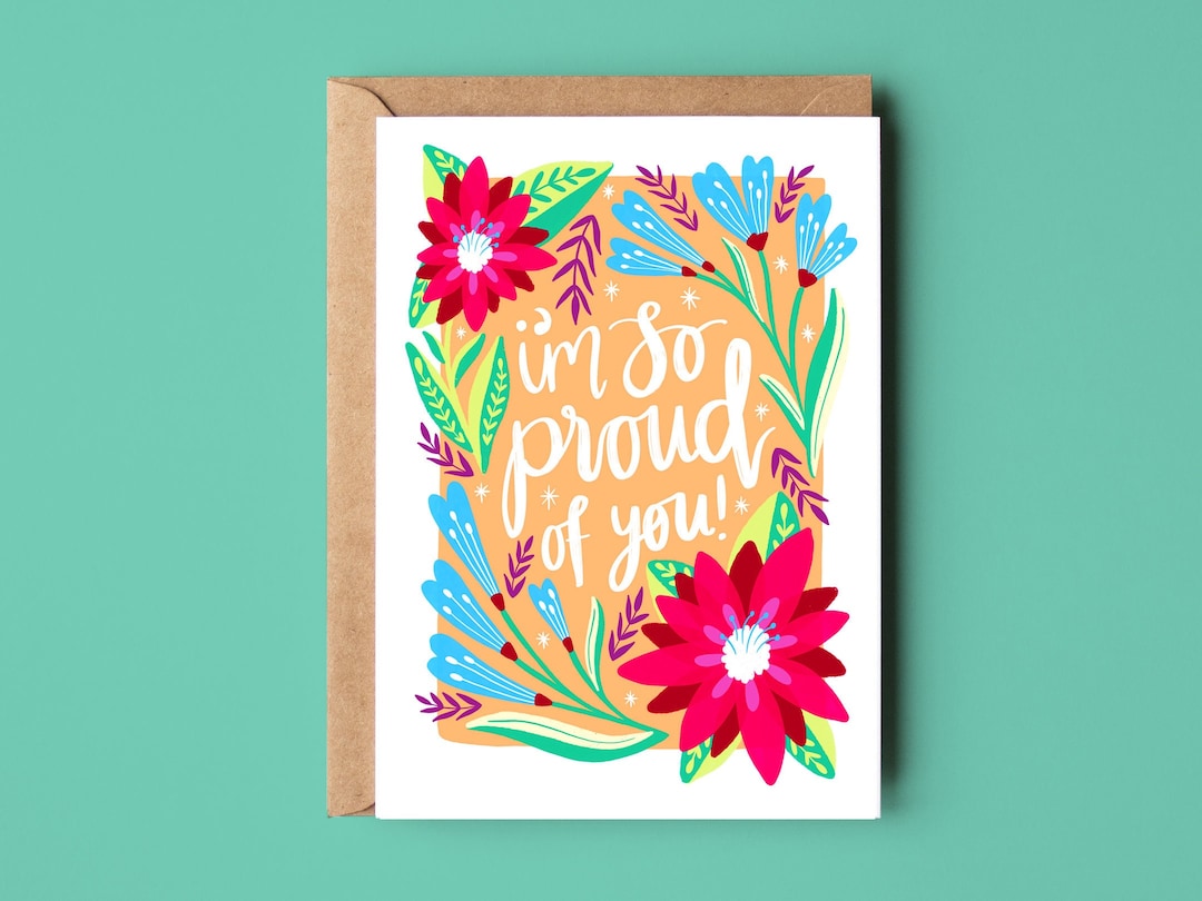 I'm so Proud of You Card, Eco Recycled Floral Friendship ...