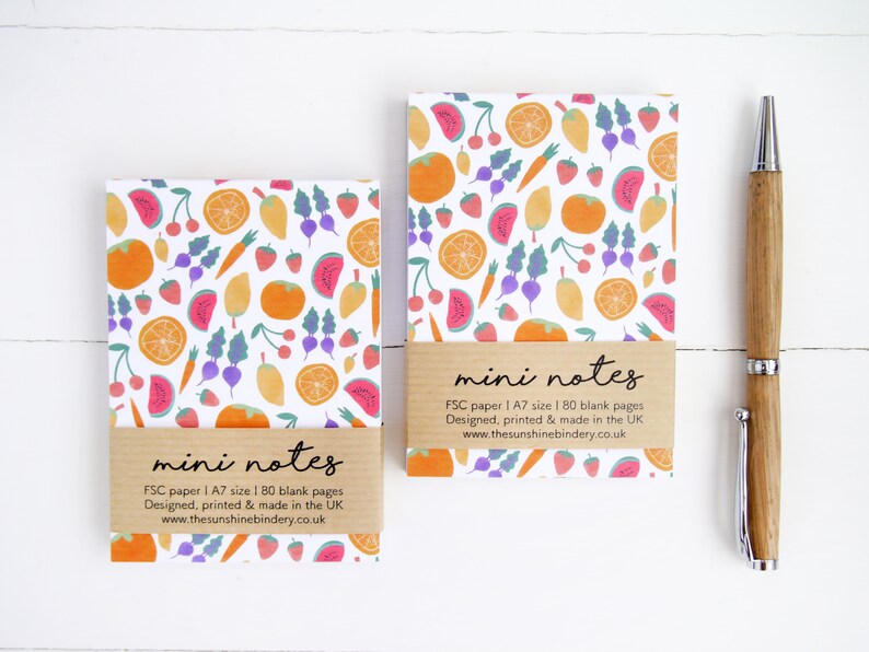 Mini Notes Fruity Notepad Eco Friendly Recycled Blank Foodie - Etsy
