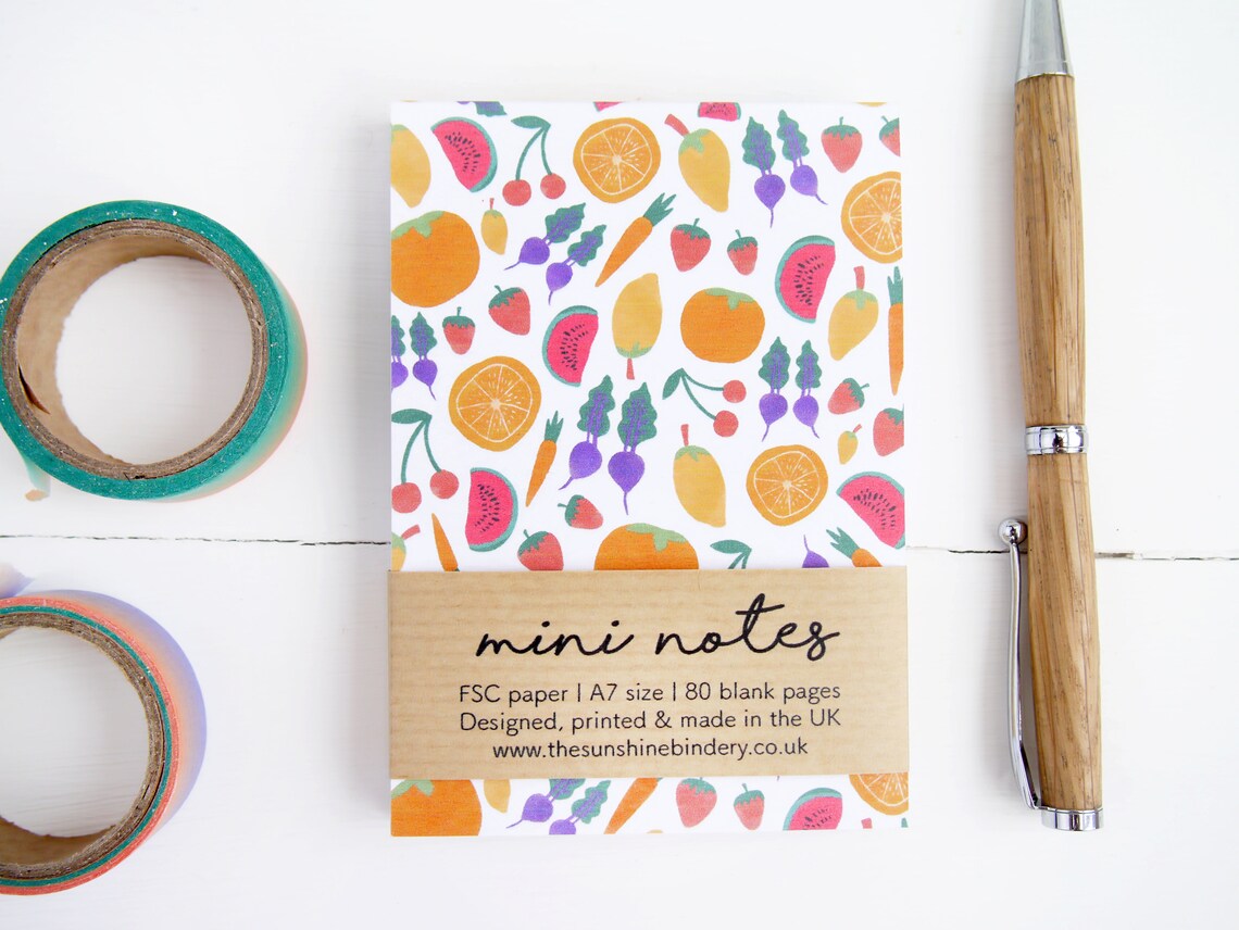 Mini Notes Fruity Notepad Eco Friendly Recycled Blank Foodie | Etsy