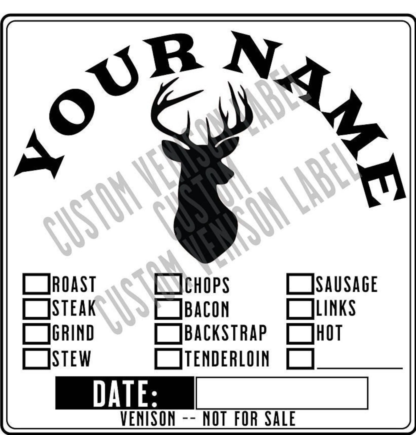 DEER VENISON Meat Custom Check-off Freezer - Butcher Shop Label - FREE ...