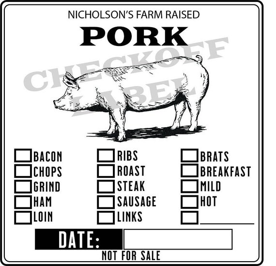 PORK Custom Check-off Freezer Butcher Label 100 Labels - Etsy
