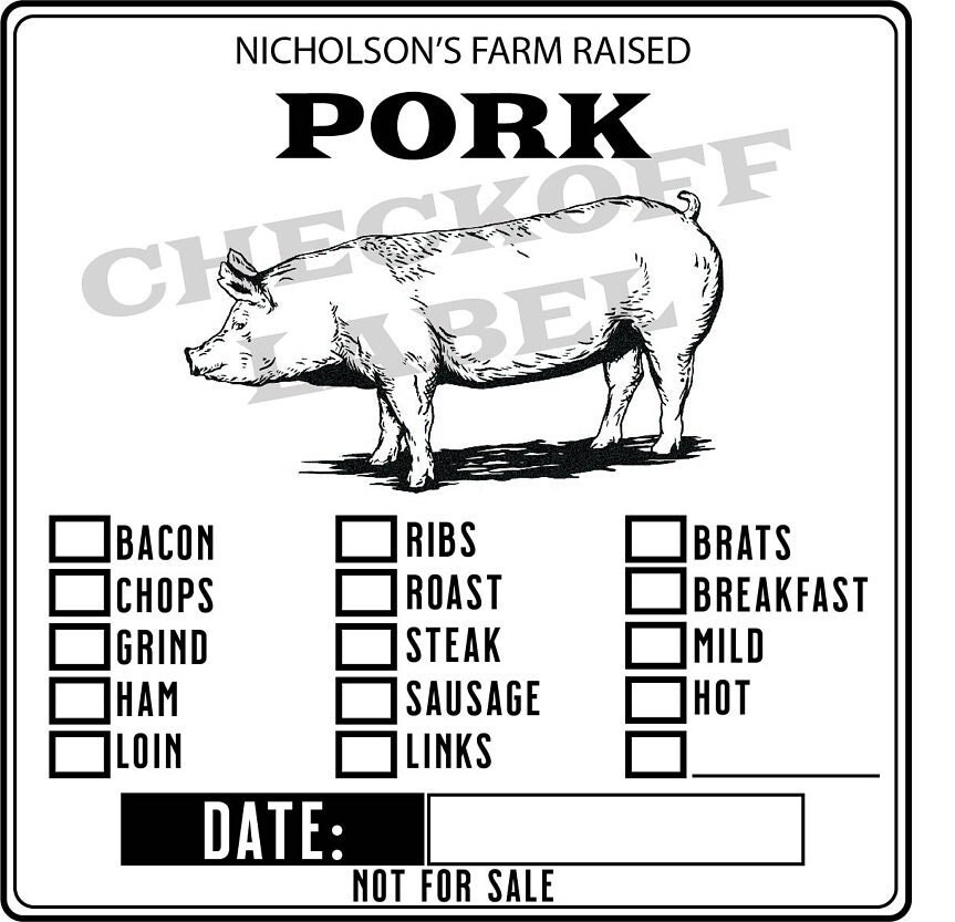 PORK Custom Check-off Freezer - Butcher Label - Free Shipping! - Etsy