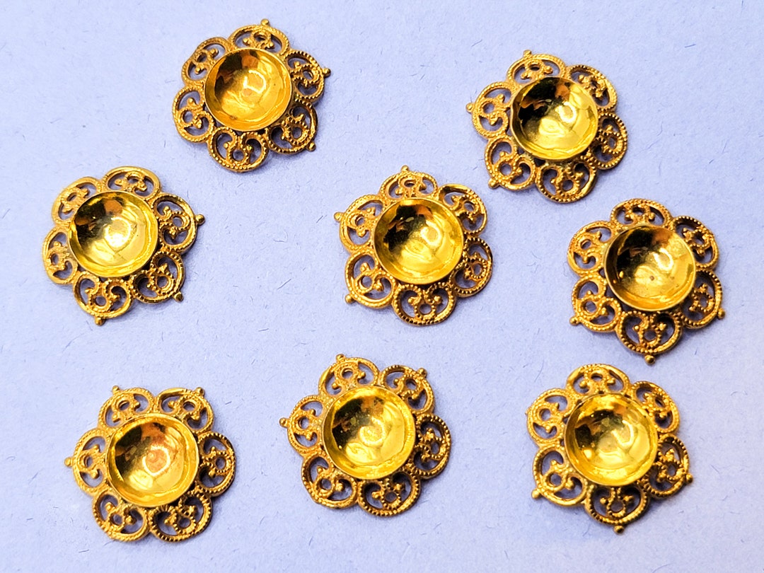 Vintage Concave Filigree Settings Gold Tone 8pcs - Etsy