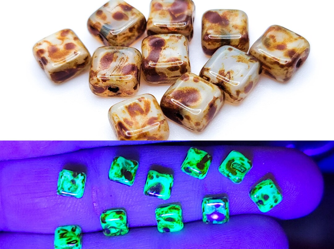 Square Uranium Glass Beads Czech Yellow Silk 6mm 10pc - Etsy