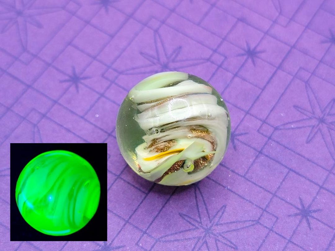20mm Handmade Uranium Glass Marble White Swirl Color Aventurine Large ...