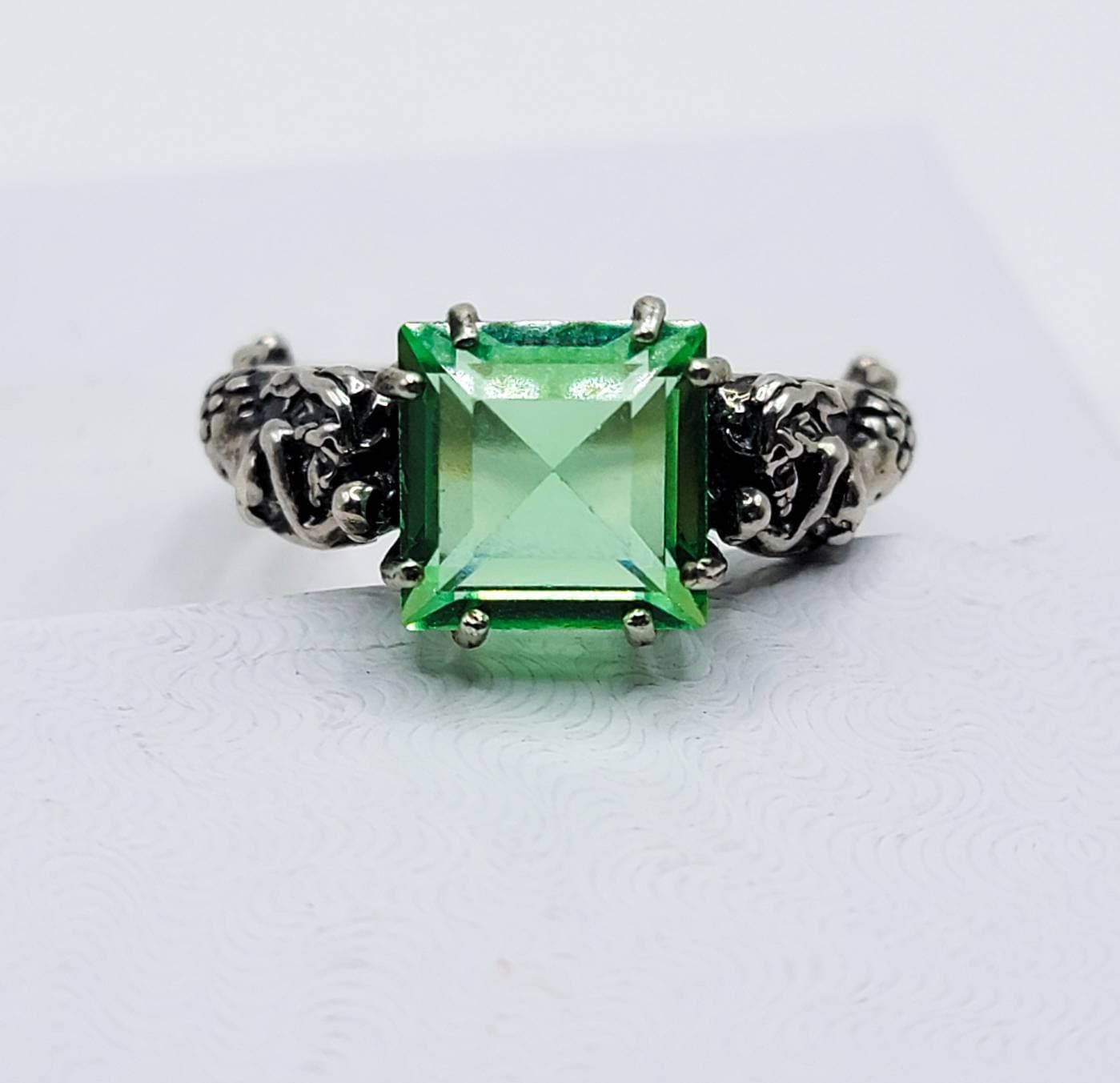 Sterling Mermaid Uranium Glass Ring Square Cut 925 Silver - Etsy