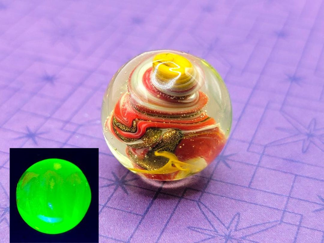 20mm Handmade Uranium Glass Marble Red Yellow Swirl Color Aventurine ...