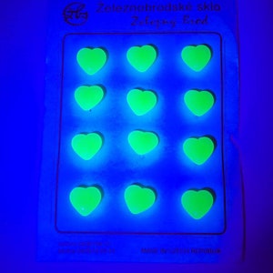 Vintage Uranium Glass Buttons Heart Card 1990s Czech Glass Buttons Mint ...