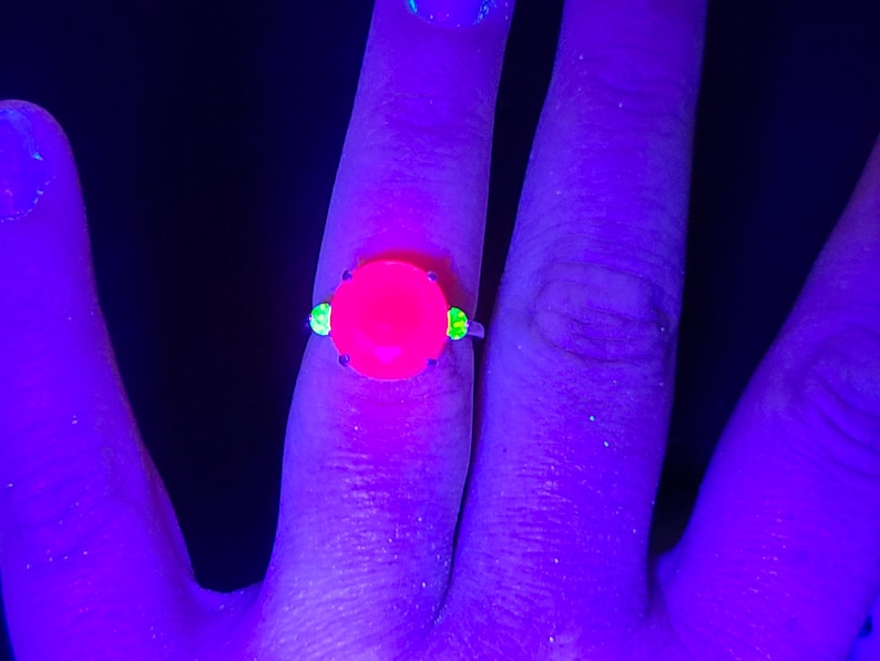 Sterling UV Ruby and Uranium Glass Ring Red and Green 925 Silver - Etsy