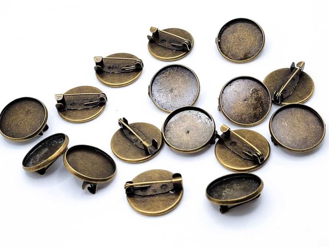 18mm Brooch Blank Antique Brass Round 15pcs - Etsy