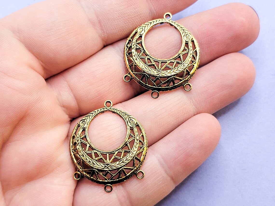 Pair Filigree Dangle Loop Settings Gold Tone 2pcs - Etsy