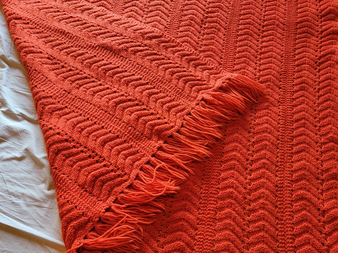 Vintage Bright Orange Afghan Fringe Handmade Full Size 73x54 - Etsy