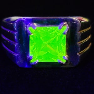 Sterling Luag Men's Ring UV Reactive Lutetium Aluminum Garnet 3.6ct ...
