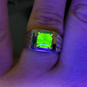 Sterling Luag Men's Ring UV Reactive Lutetium Aluminum Garnet 3.6ct ...