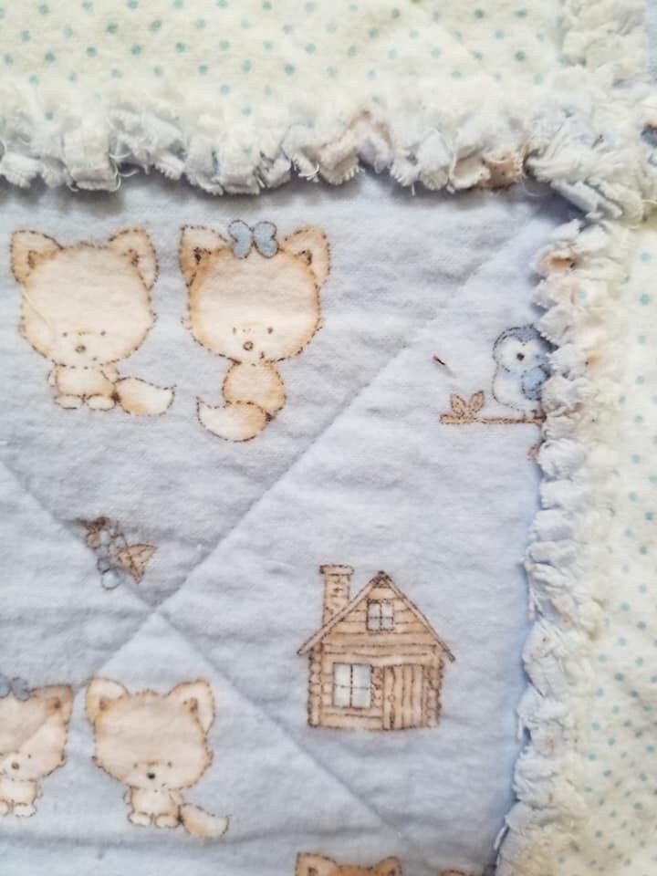 Baby Quilt or Toddler Flannel Rag Quilt With Cute Fox Pair at | Etsy