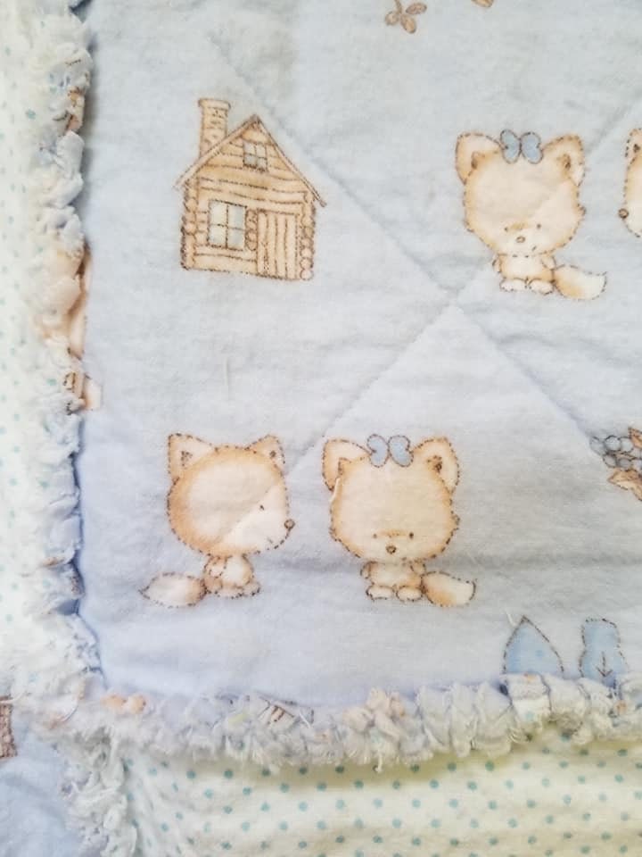 Baby Quilt or Toddler Flannel Rag Quilt With Cute Fox Pair at | Etsy