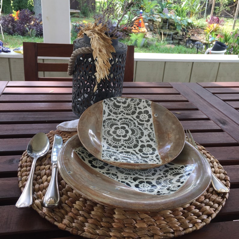 Crochet Dinner Pottery Plate, Modern Ceramic Plate, Handmade Dinnerware ...