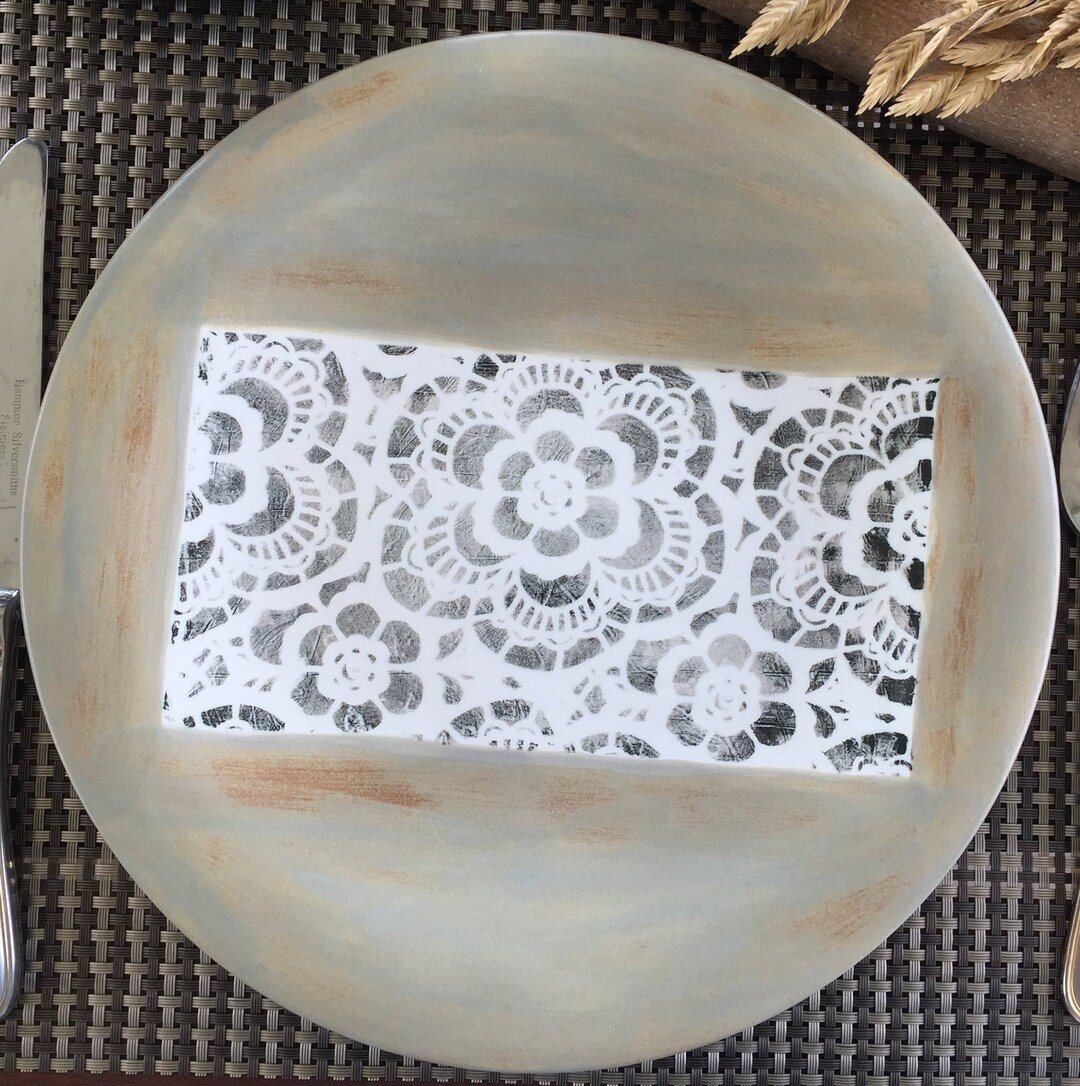 Crochet Dinner Pottery Plate, Modern Ceramic Plate, Handmade Dinnerware ...