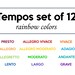 Tempos With Descriptions Set of 12 Rainbow Colors - Etsy