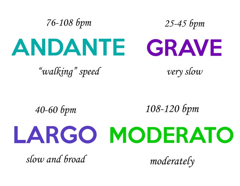 Tempos With Descriptions Set of 12 Rainbow Colors - Etsy