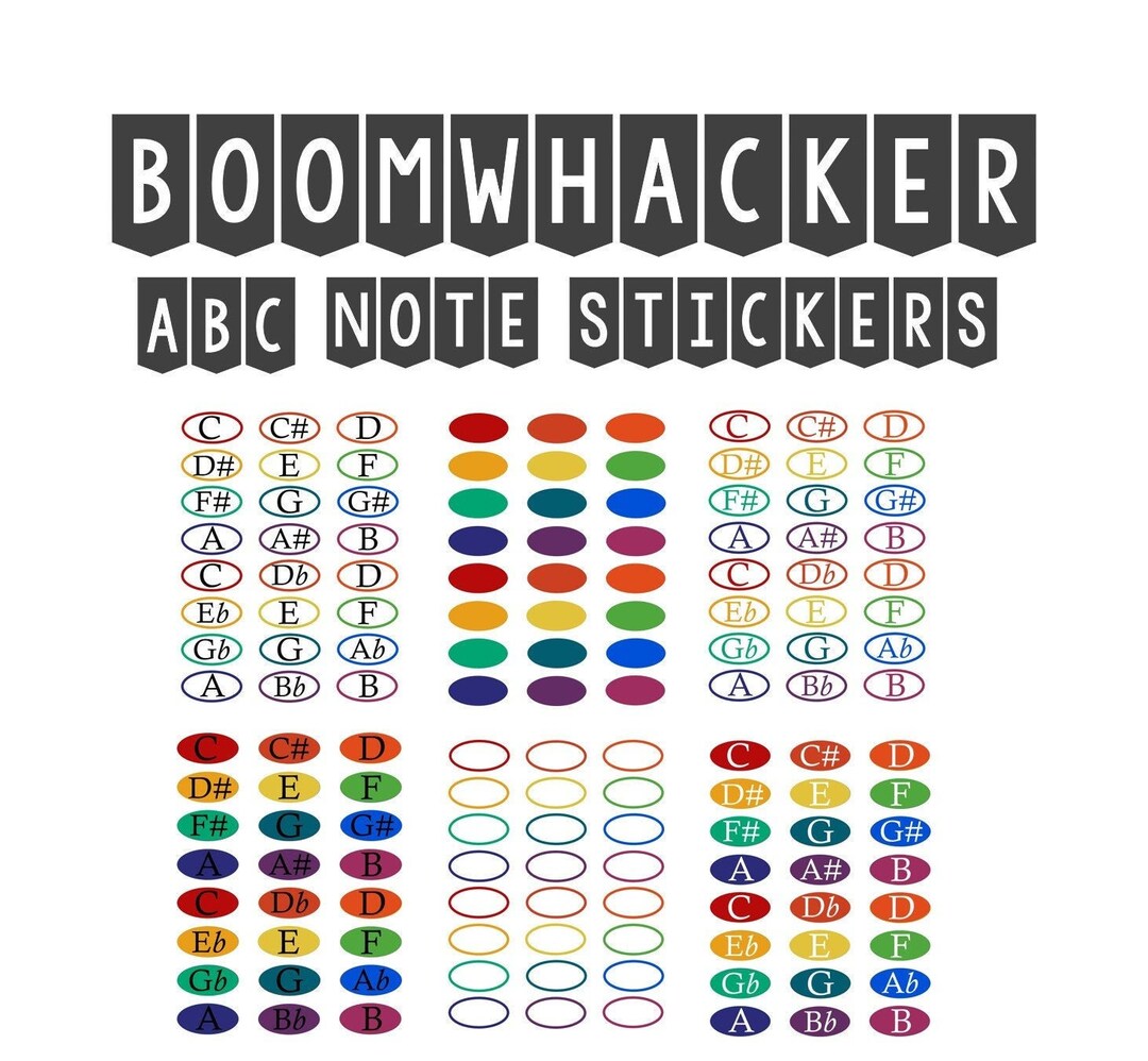 Boomwhacker/bell 1" X 2" ABC Music Note Ovals/stickers - Etsy