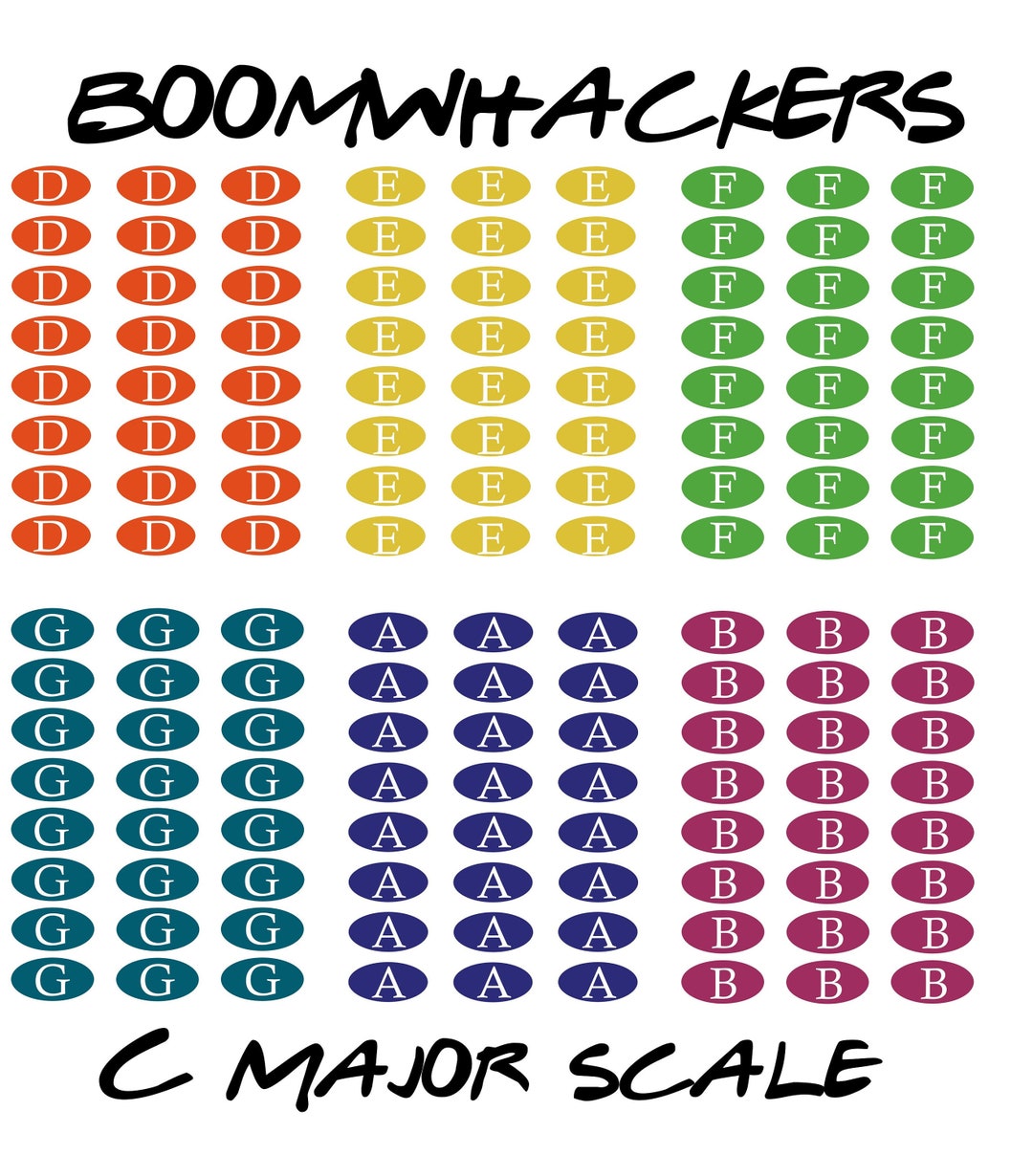 Boomwhacker or Bell ULTIMATE SET Oval Note Stickers (for Use With Avery ...