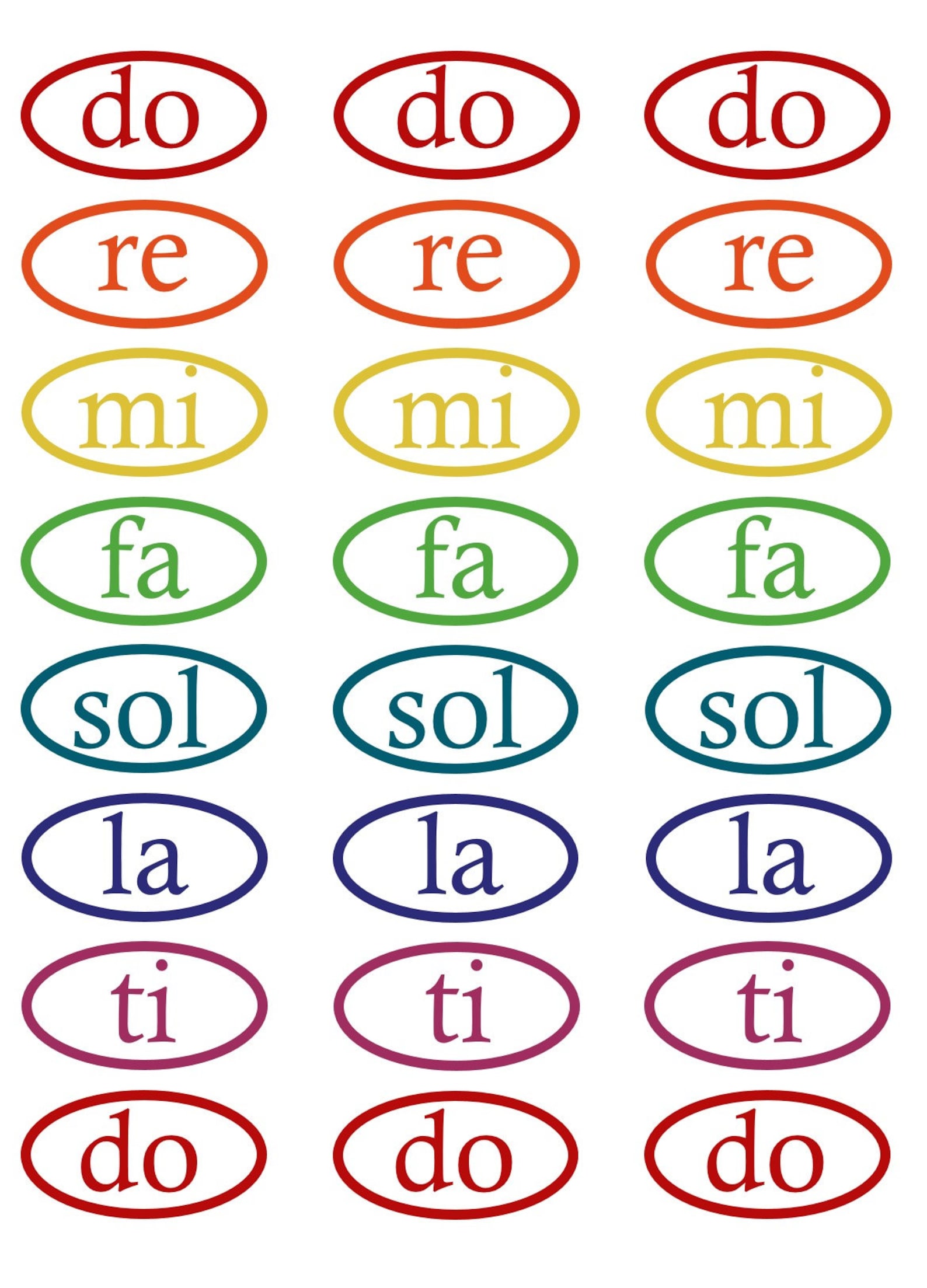 Boomwhacker/bell 1" X 2" Solfege/doremi Music Note Ovals/stickers - Etsy