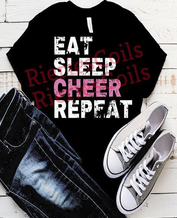 CHEER Chearleader Eat Sleep Cheer Repeat Distressed Design | Etsy