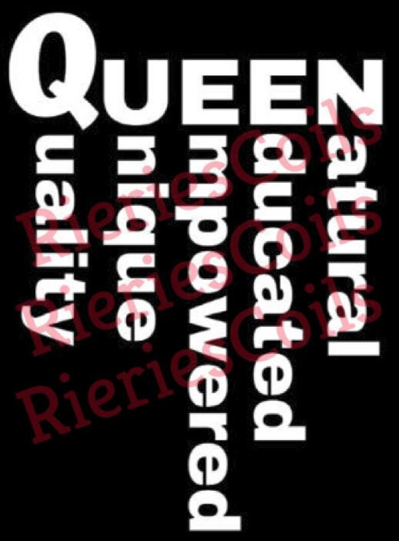 QUEEN Word Art Quality Unique Educated Empowered Natural - Etsy