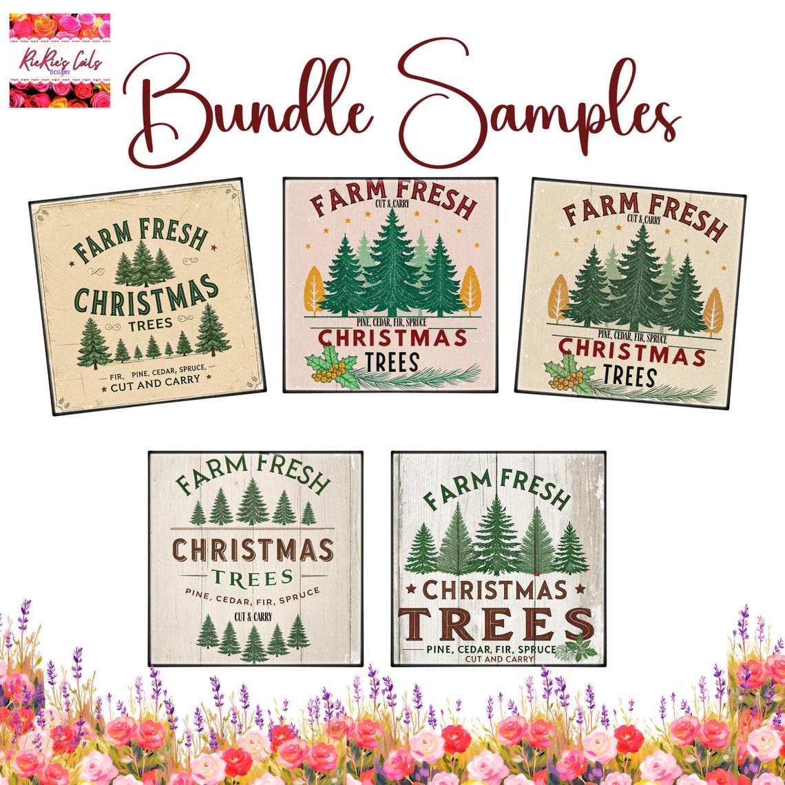 Festive Christmas Tree Farm Inspired Designs, Bundle of 10 Digital ...