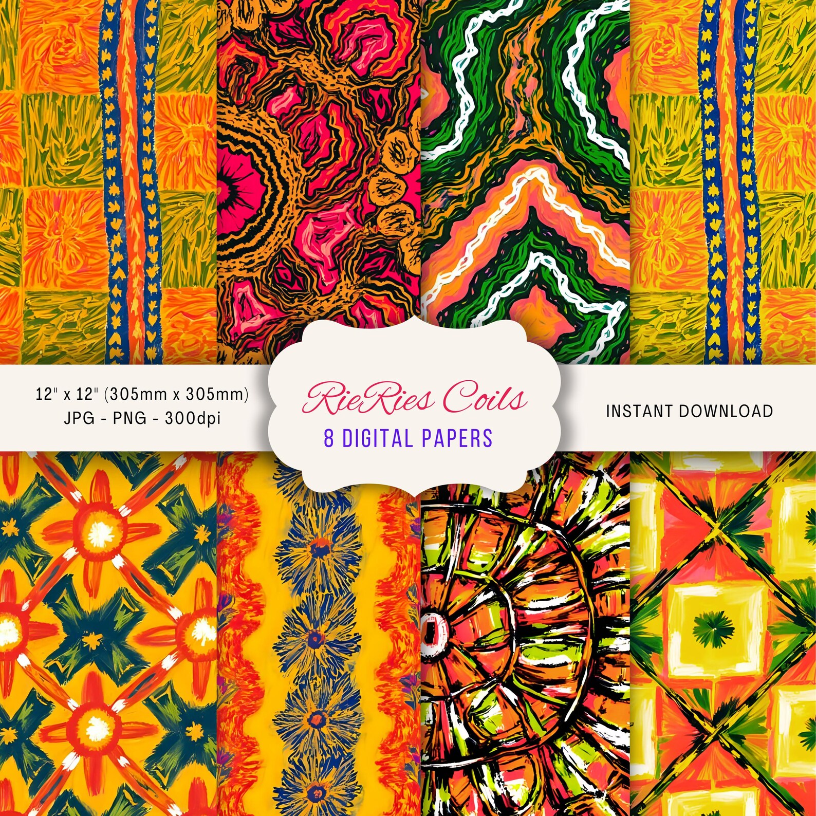 Festive Kente Cloth Inspired Patterned Design, Digital Papers, Bundle ...