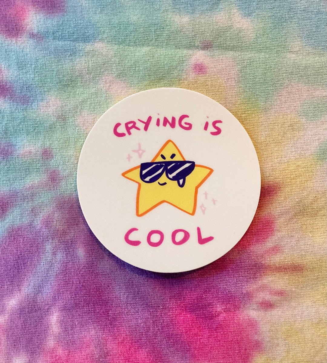 Crying is Cool Vinyl Star Sticker | Water Resistant | Weatherproof - Etsy
