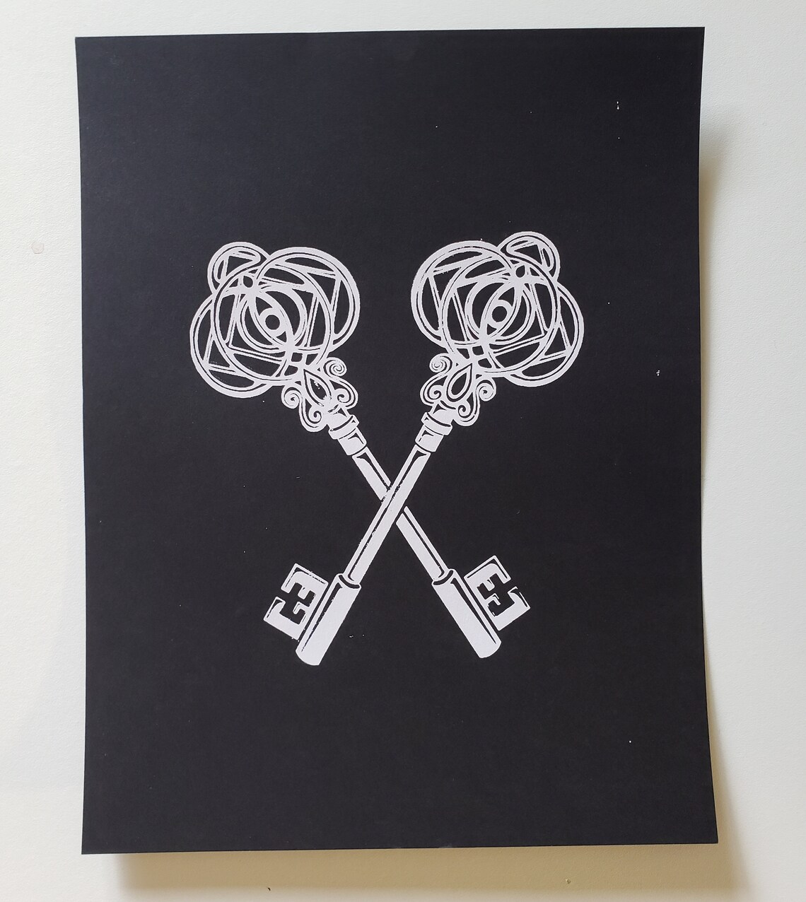 Skeleton Key Art Crossed skeleton keys Cardstock print | Etsy