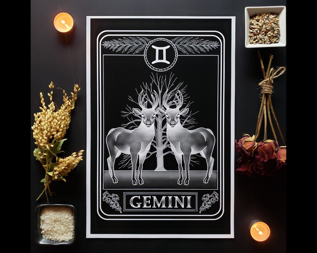Gemini Poster Astrology Poster Gothic Wall Art Gift for - Etsy