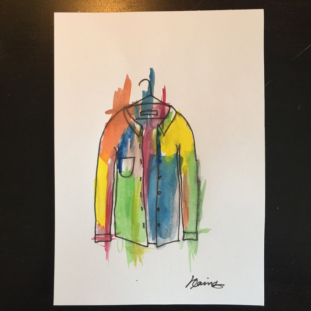 Denim Jacket Watercolour - Etsy