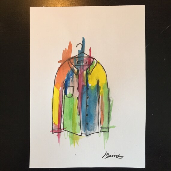 Denim Jacket Watercolour | Etsy