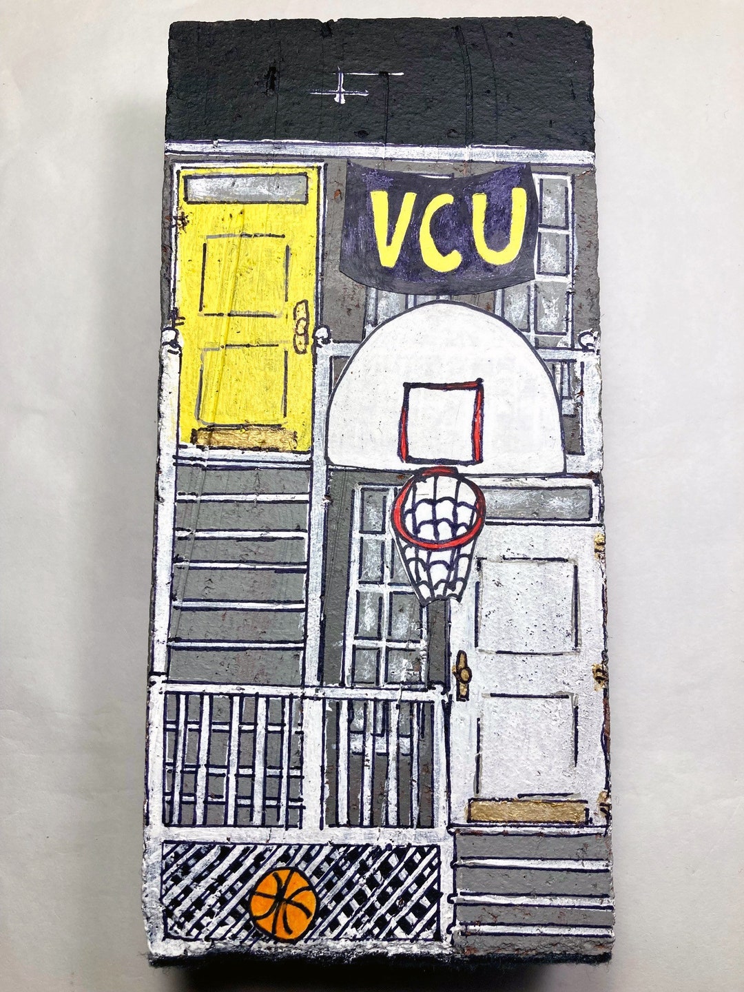 Fan Brick VCU Basketball Hoop. Hand Painted Brick Inspired by Richmond ...