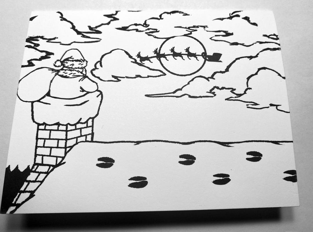 Santa Note Card: Chimney Scene, Blank Inside (pack of 5) With Envelopes ...