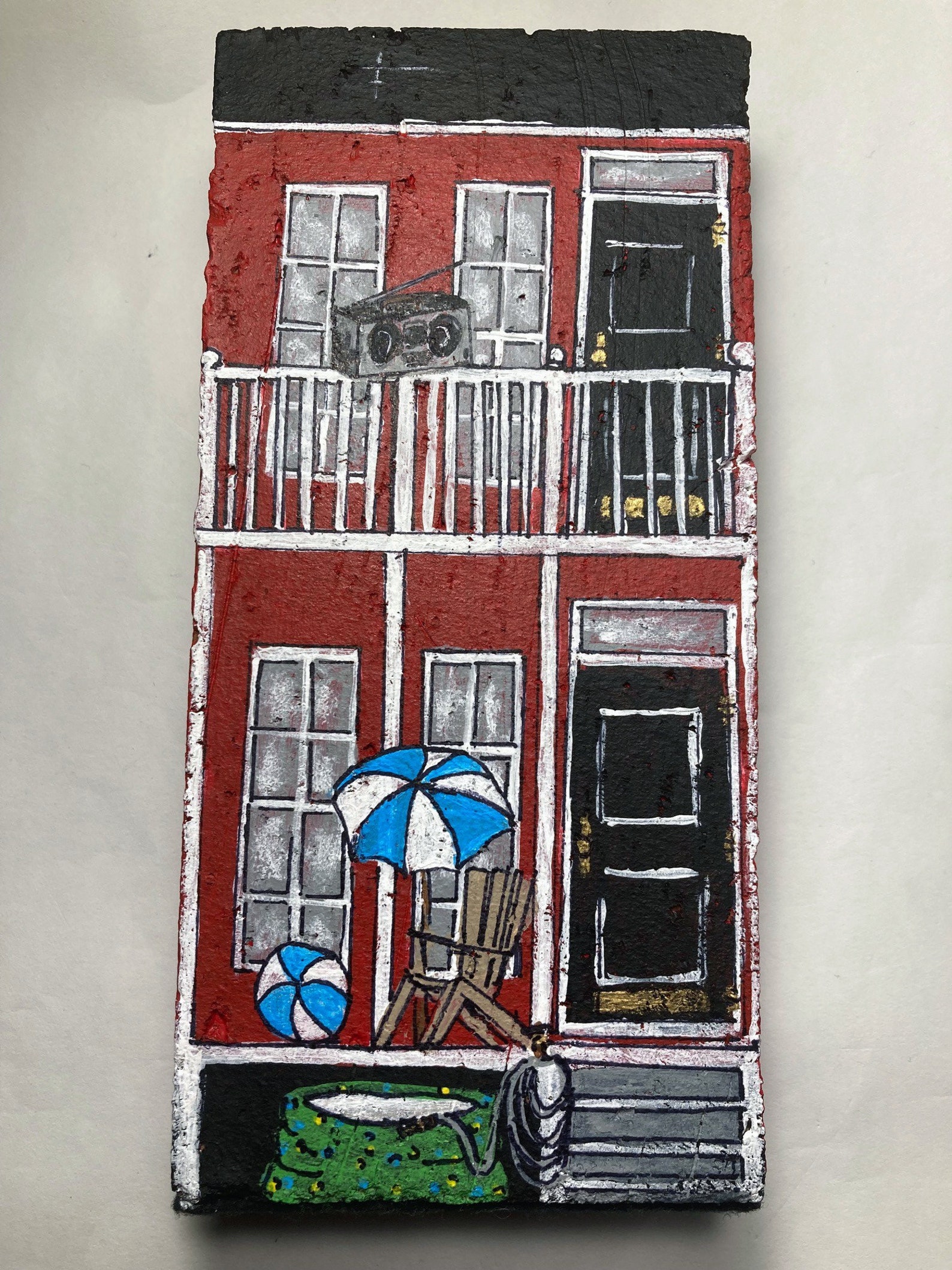 Fan Brick Inflatable Pool/boom Box. Hand Painted Brick Inspired by ...