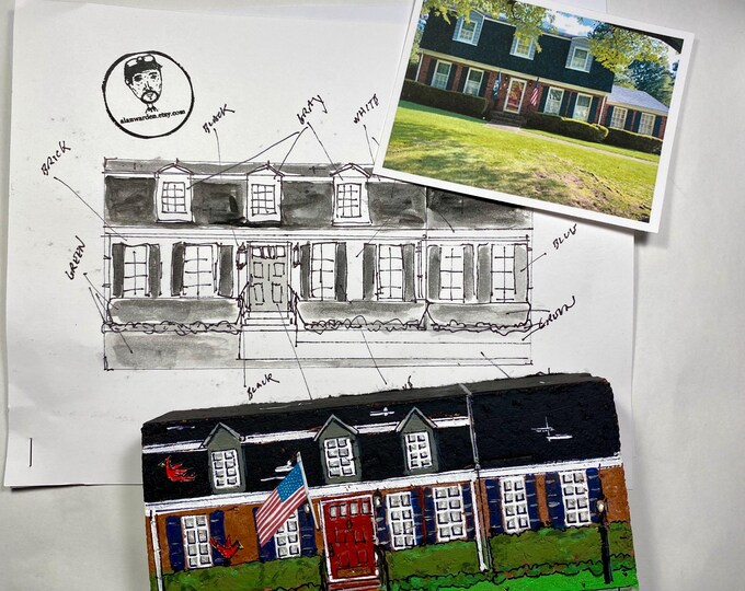 Custom Hand-painted House Portrait Brick: Personalized Home Decor - Etsy