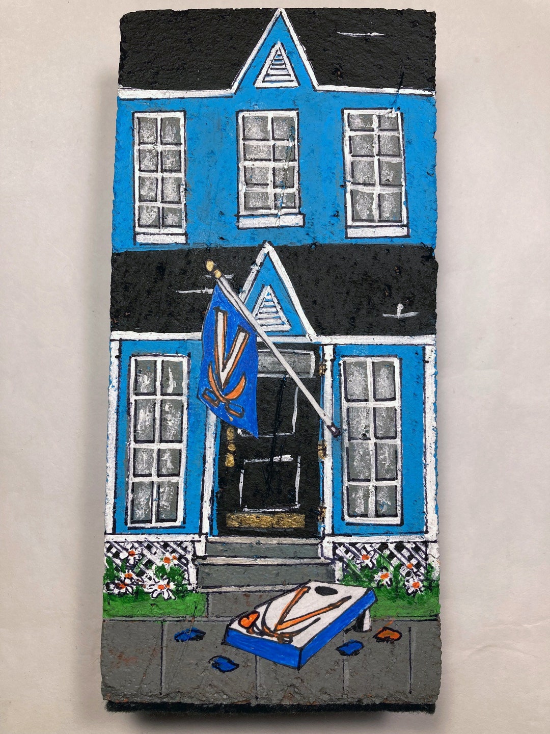 Fan Brick UVA Cornhole. Hand Painted Brick Inspired by Richmond ...