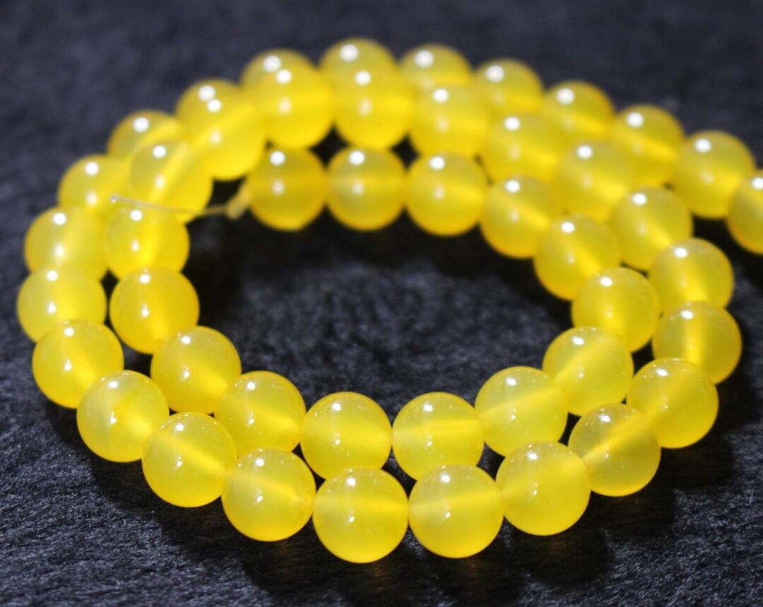 Natural Yellow Agate Smooth and Round Stone Beads,6mm/8mm/10mm/12mm ...