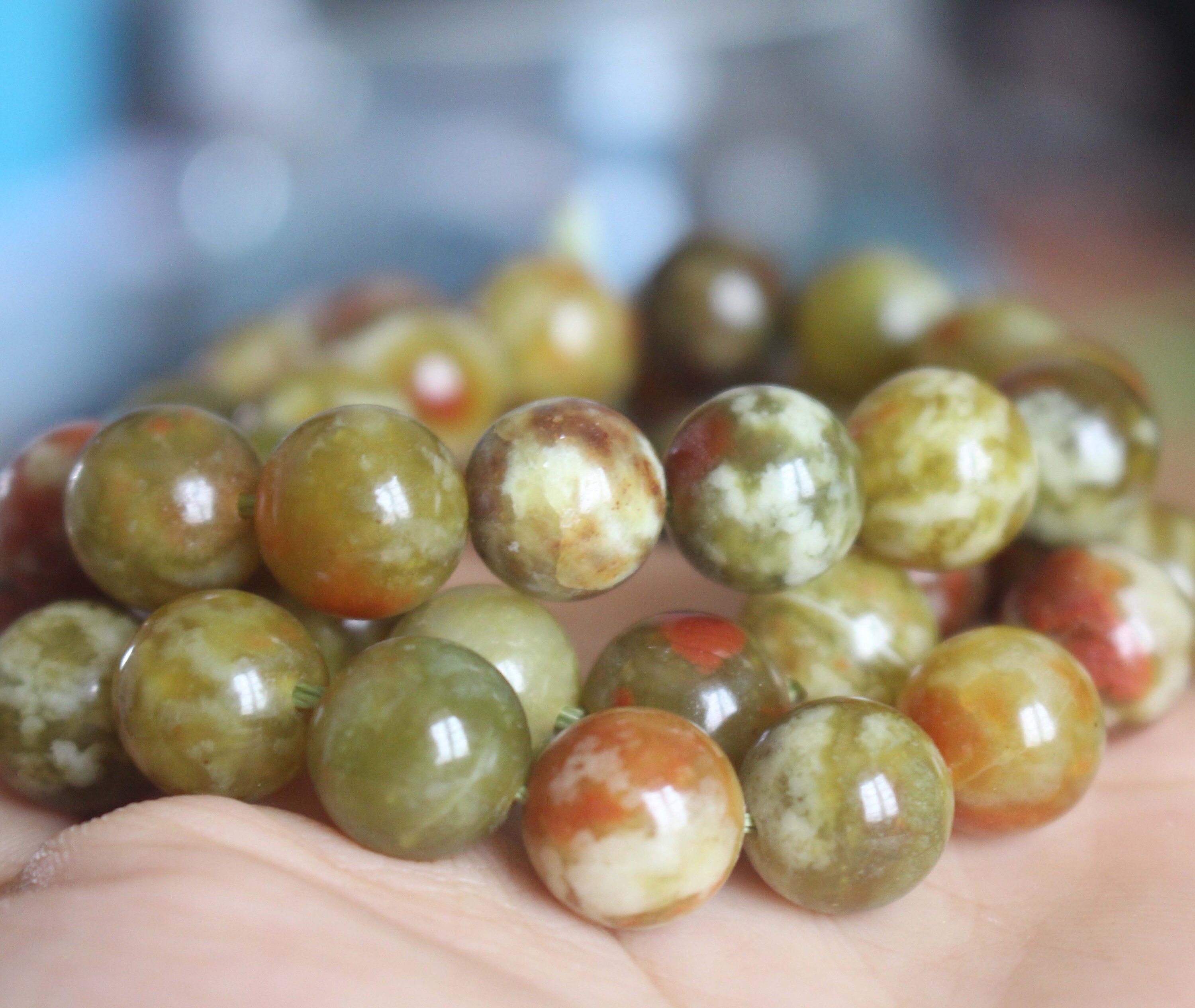 Natural Genuine Green Dragon Stone Smooth Round Beads Green - Etsy