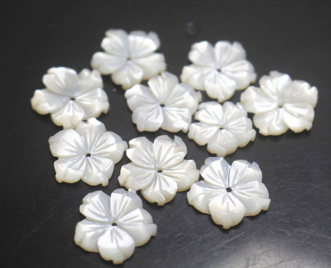 200 Pcs Natural MOP Shell Flower Beads,white Shell Flower Beads,shell ...