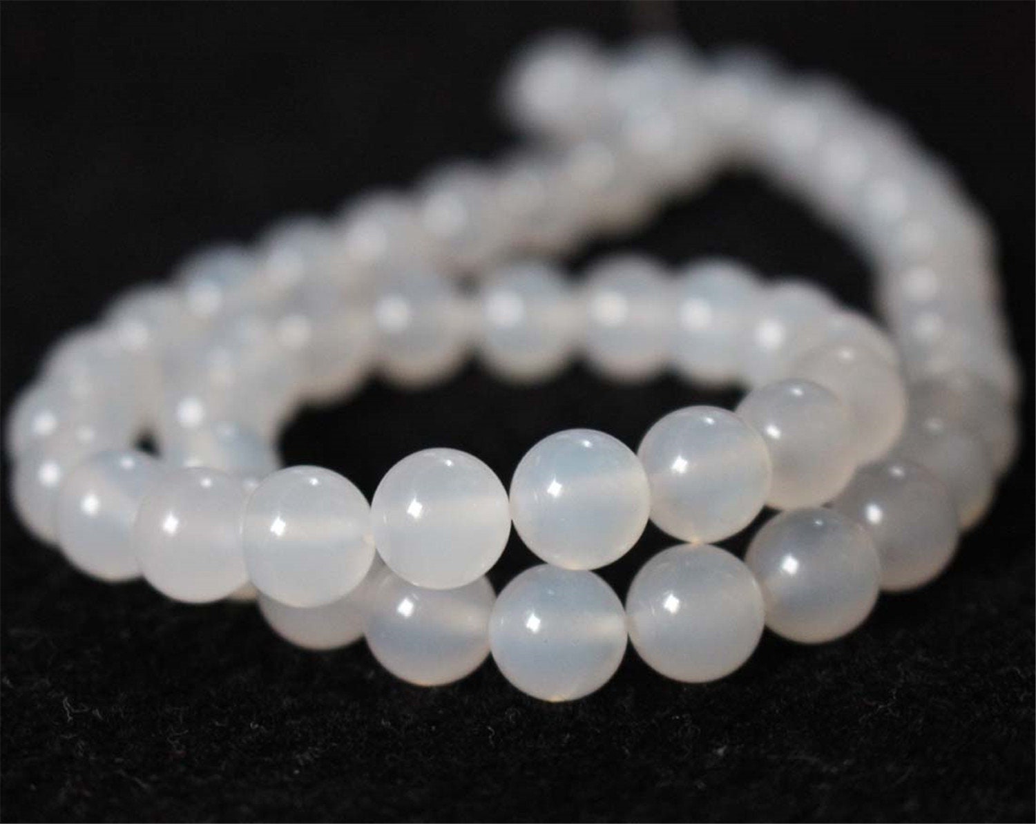 Natural White Agate Smooth and Round Beads,4mm/6mm/8mm/10mm/12mm Agate ...
