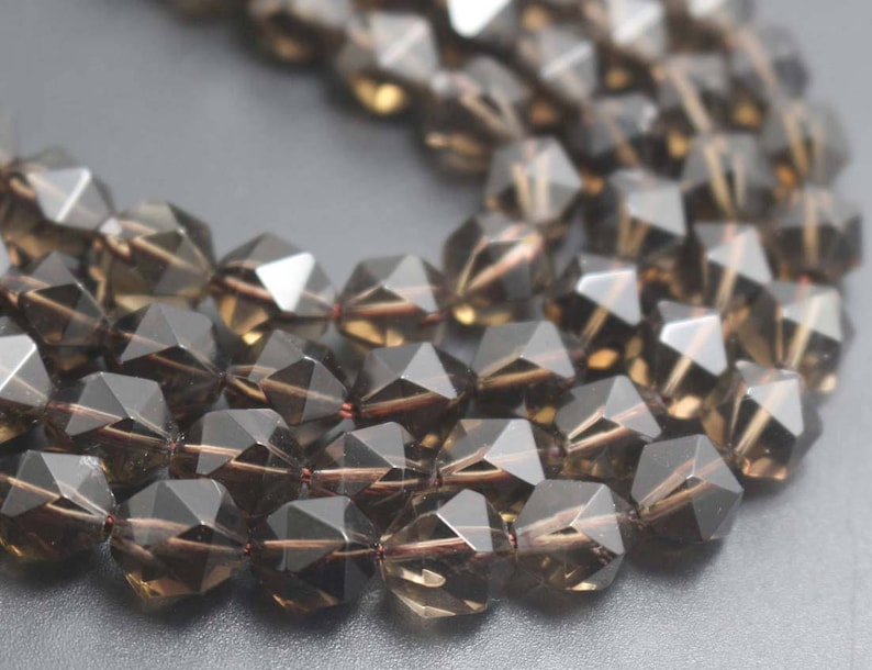 Smoky Quartz Faceted Beadsnatural Faceted Smoky Crystal | Etsy